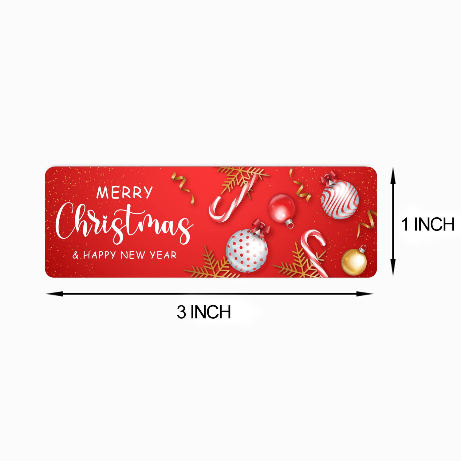 Voxopex258 480pcs Merry Christmas Stickers Labels Christmas Holiday Rectangular Adhesive Labels Sticker Roll for Cards Present Candy Envelopes Boxes Bag Sealing Xmas Party Decorations Supplies