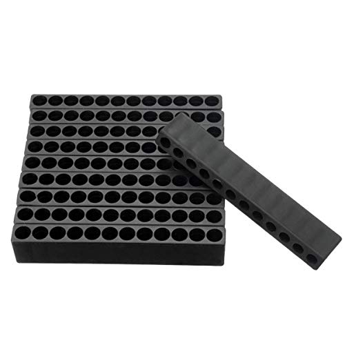 Toolcool 10pcs 12 Holes Hex Shank Screwdriver Bit Holder Plastic Screwdriver Head Storage Case