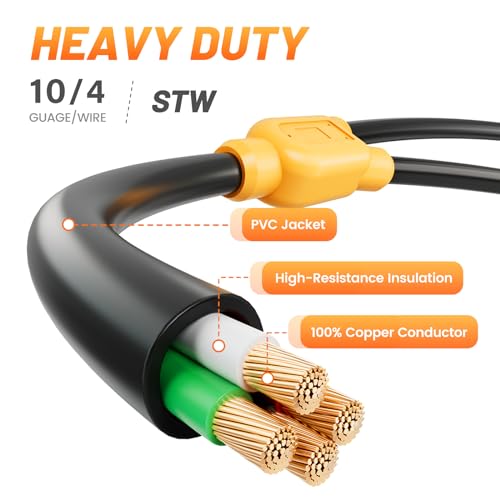 MECMO 2X 5-15P Male Plug to L14-30R 4-Prong Generator Twist Lock Female Receptacle Y Adapter Cord, 3Ft Generator Distribution Cord, 10 AWG STW 4 Prong Twisit Locking Generator Outlet 30Amp 125V / 250V