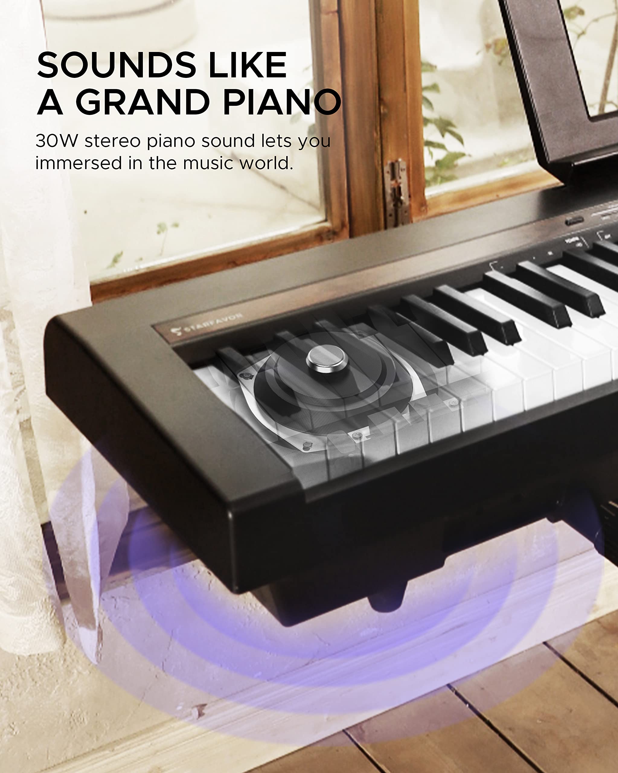 Starfavor Digital Piano 88 Keys Weighted Keyboard Piano & Starfavor Speedy Page Turner Pedal for IPad