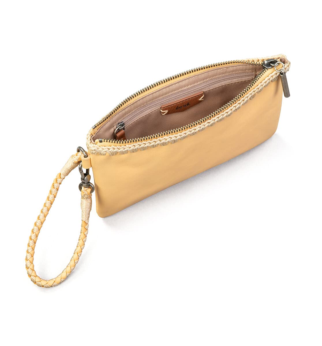 The Sak Vita Wristlet in Leather, Convertible Design with Adjustable Straps, Buttercup