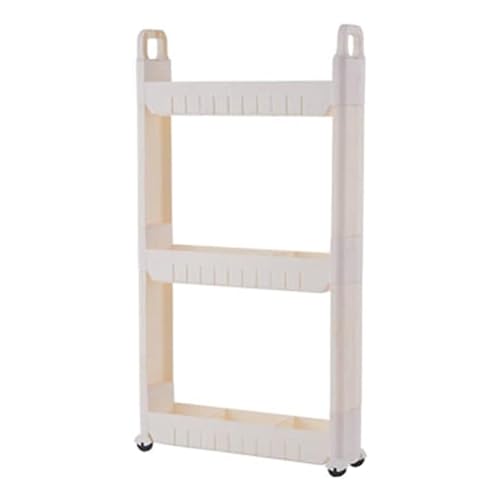 LEMMAN 3-Tier Slim Slide Out Kitchen Trolley, Storage Shelf, Moving Wall Cabinets Tower Holder Rack On Wheels, Rolling Storage Unit Cart for Kitchen/Laundry/Bathroom