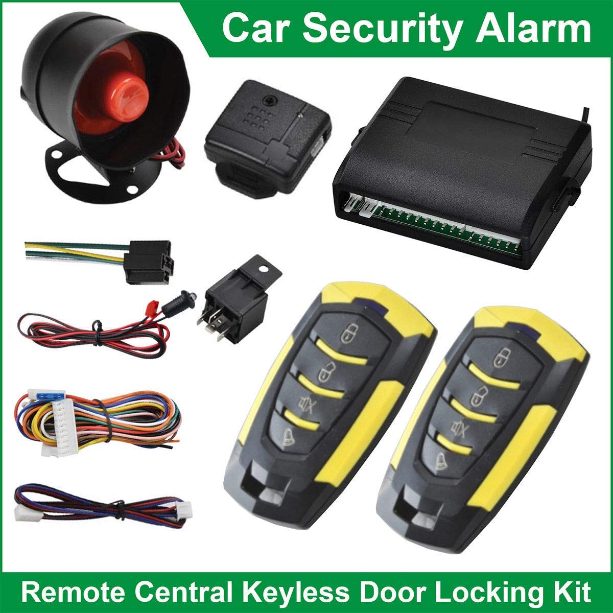 MACHSWON Car Remote Central Locking Kit, 4 Door Keyless Entry System + Universal Shock Sensor Anti-Theft Alarm Immobilizer System for All Cars