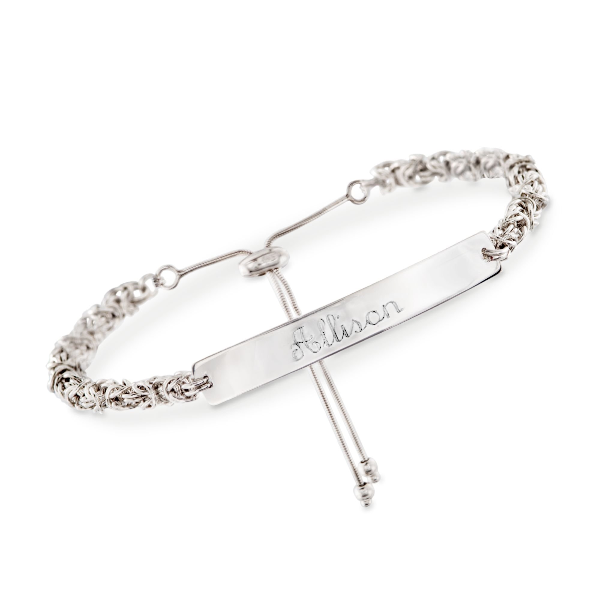 Ross-Simons Name - Sterling Silver Personalized Id Byzantine Bolo Bracelet