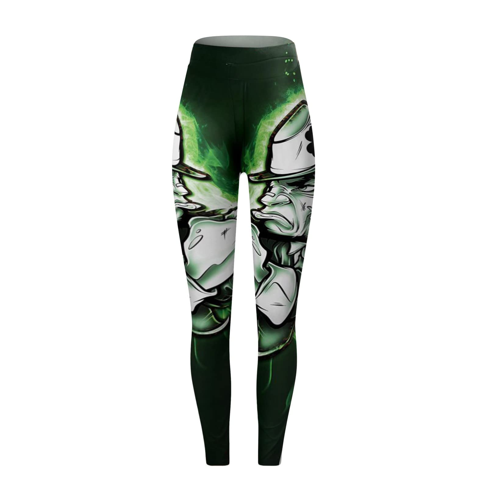 Shamrocks Good Luck Womens Leggings High Waisted St Patricks Day Tummy Control Floral Tights Good Luck Clover