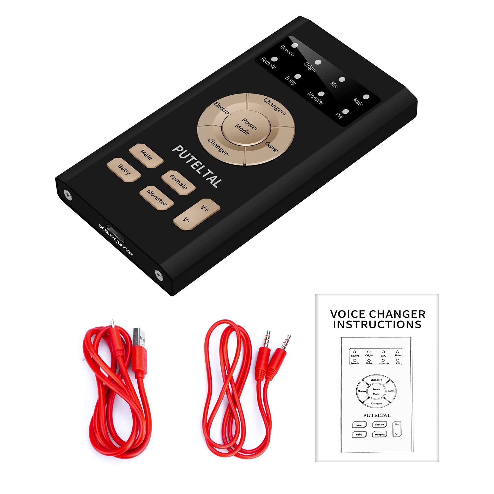 PUTELTAL Adjustable Gaming Voice Changer Disguiser for PS4/Xbox one/S/X/PS5/Computer/Laptop/Smart Phone & More (S-P50-03)