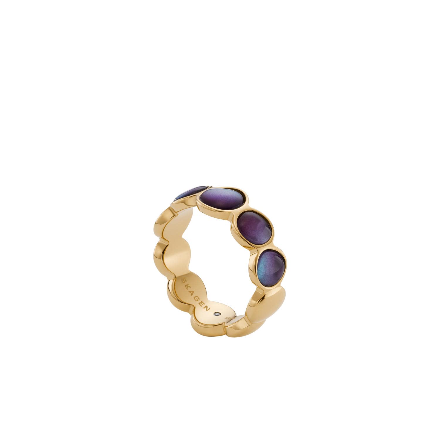 Skagen Women's Gold Tone Ring with Crystal Accents, 8