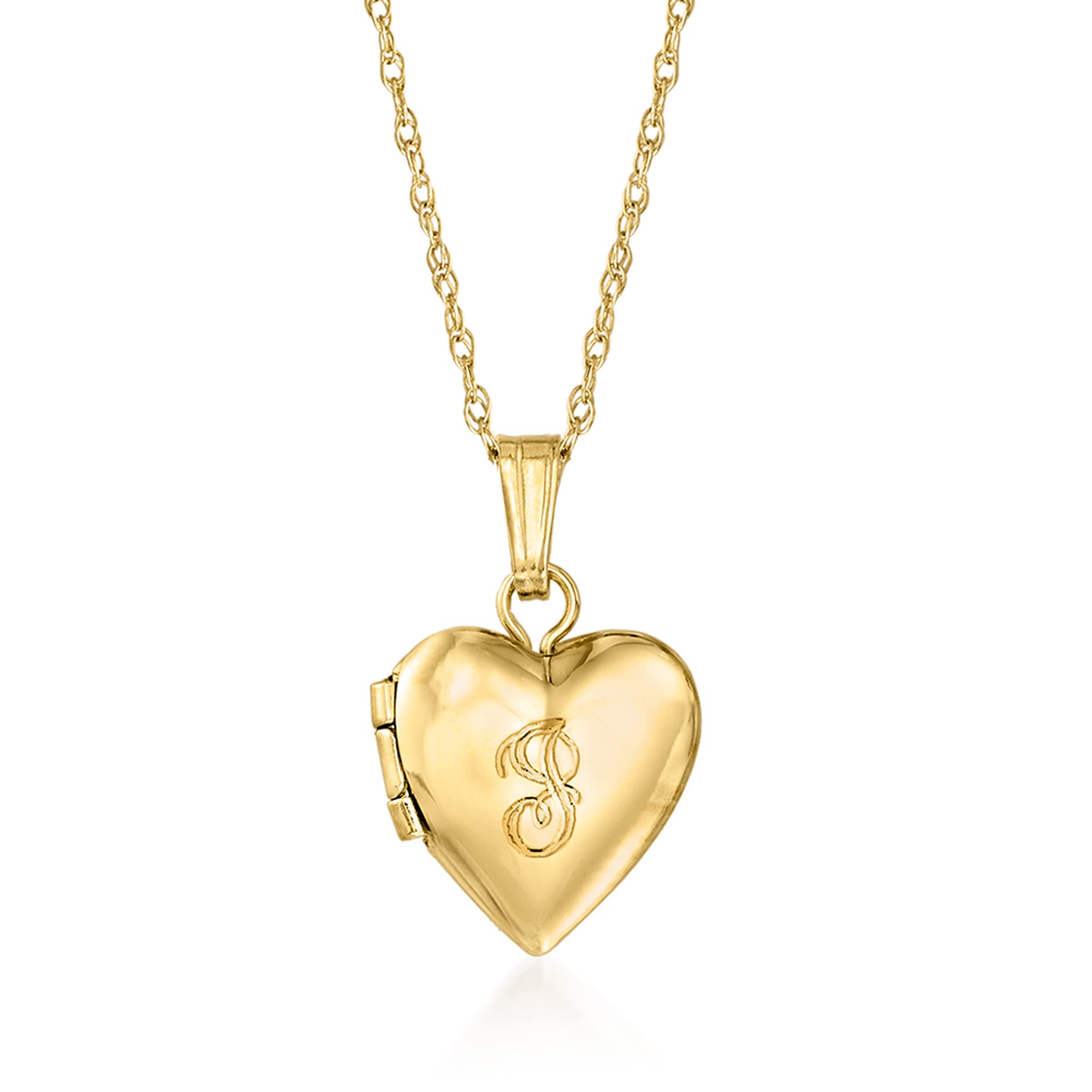 Ross-Simons Single-Initial - Baby's 14kt Yellow Gold Heart Locket Necklace. Size 13
