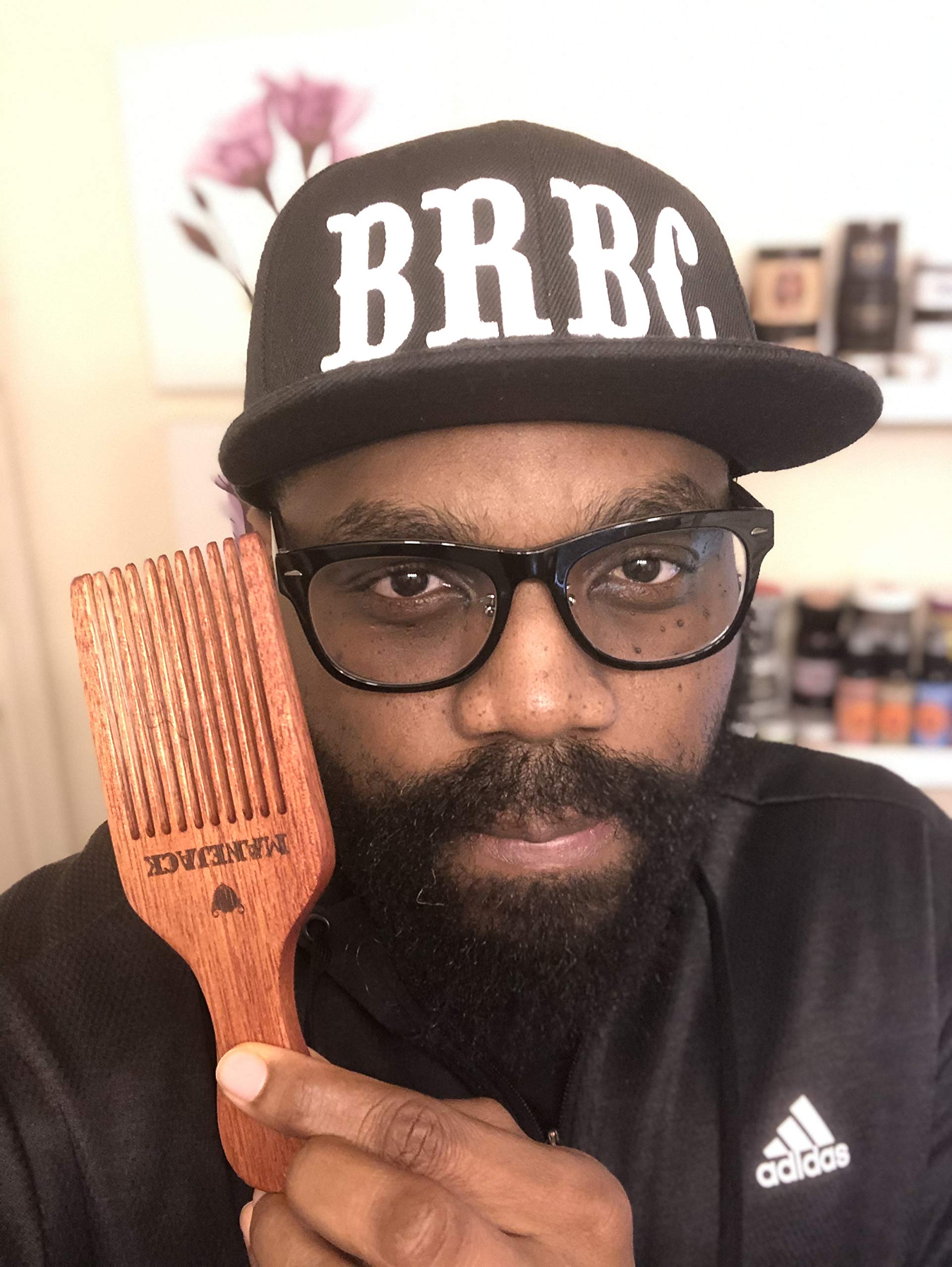 MANEJACK Beard Pick for Men- Wooden Comb Afro Hair Lift Combs