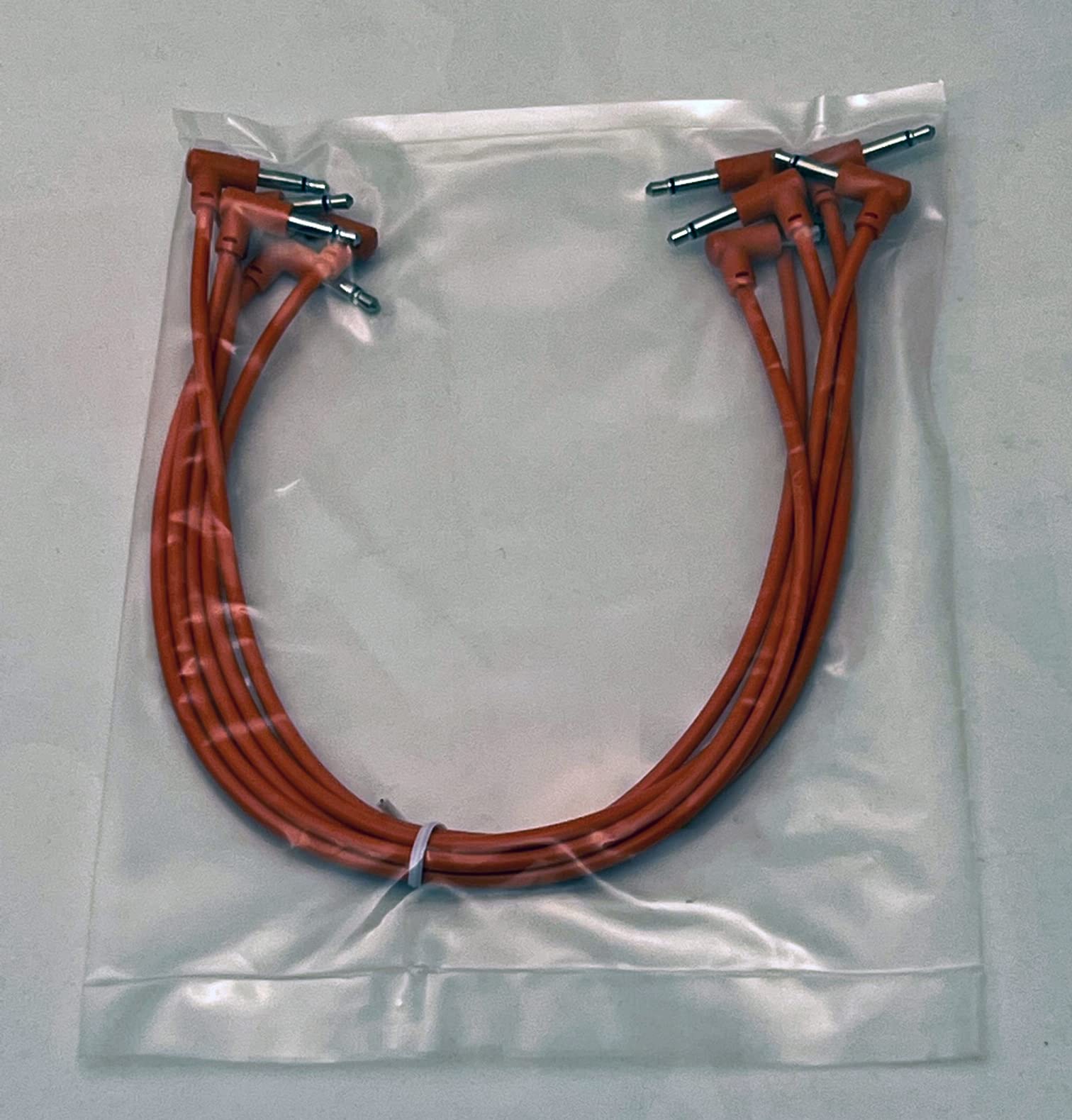 Starving Students Music Supplies Luigis Modular M-PAR Right Angled Eurorack Patch Cables - Package of 5 Orange Cables, 12" (30 cm)