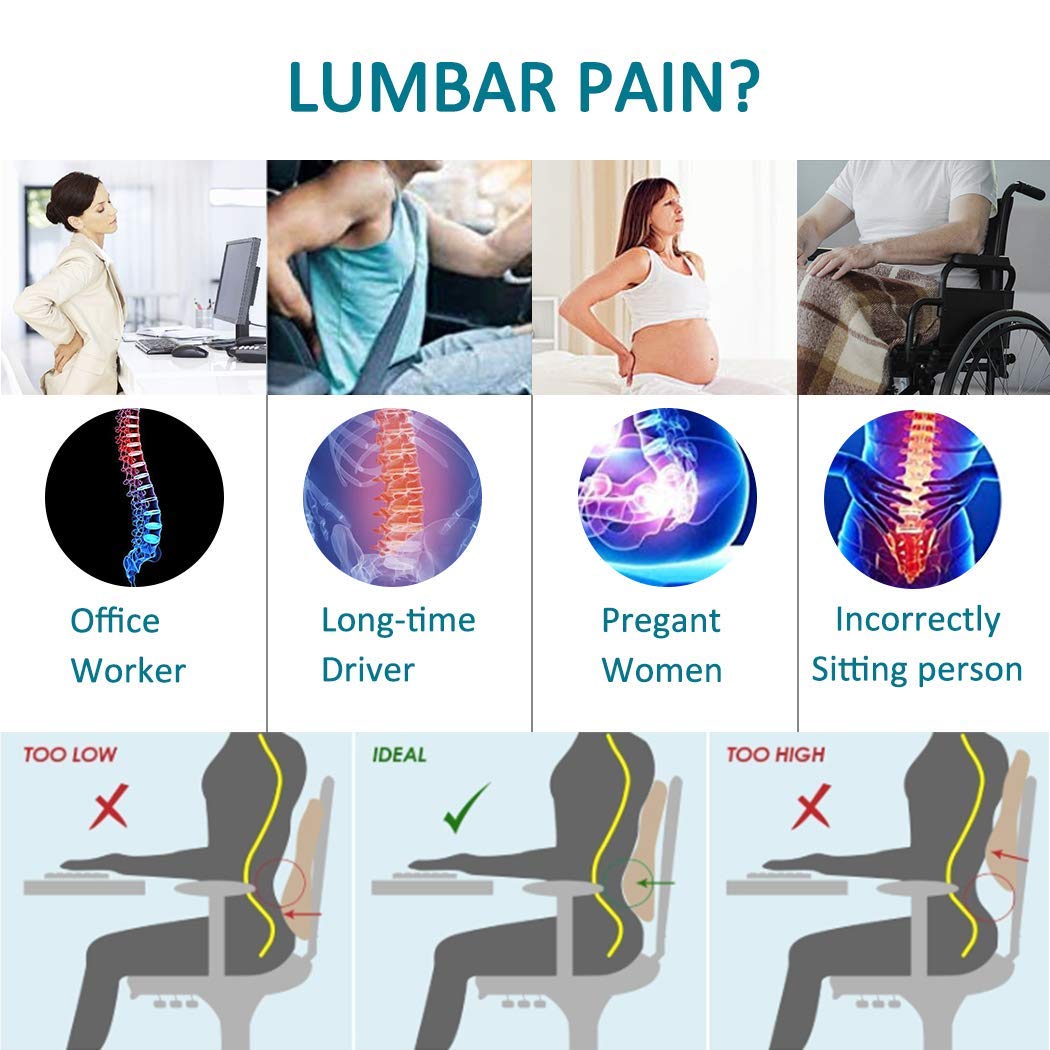 QUTOOL Lumbar Support Pillow & Foot Rest