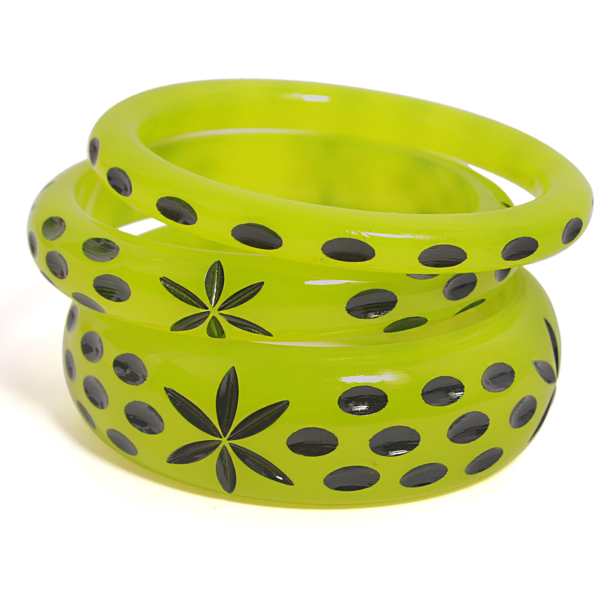 Pure Hands Lambent Oomph - Charming Set of 3 Bangles (Halloween Style) with Sparkling Colors of Yellow (Inner Diameter: 75 MM)