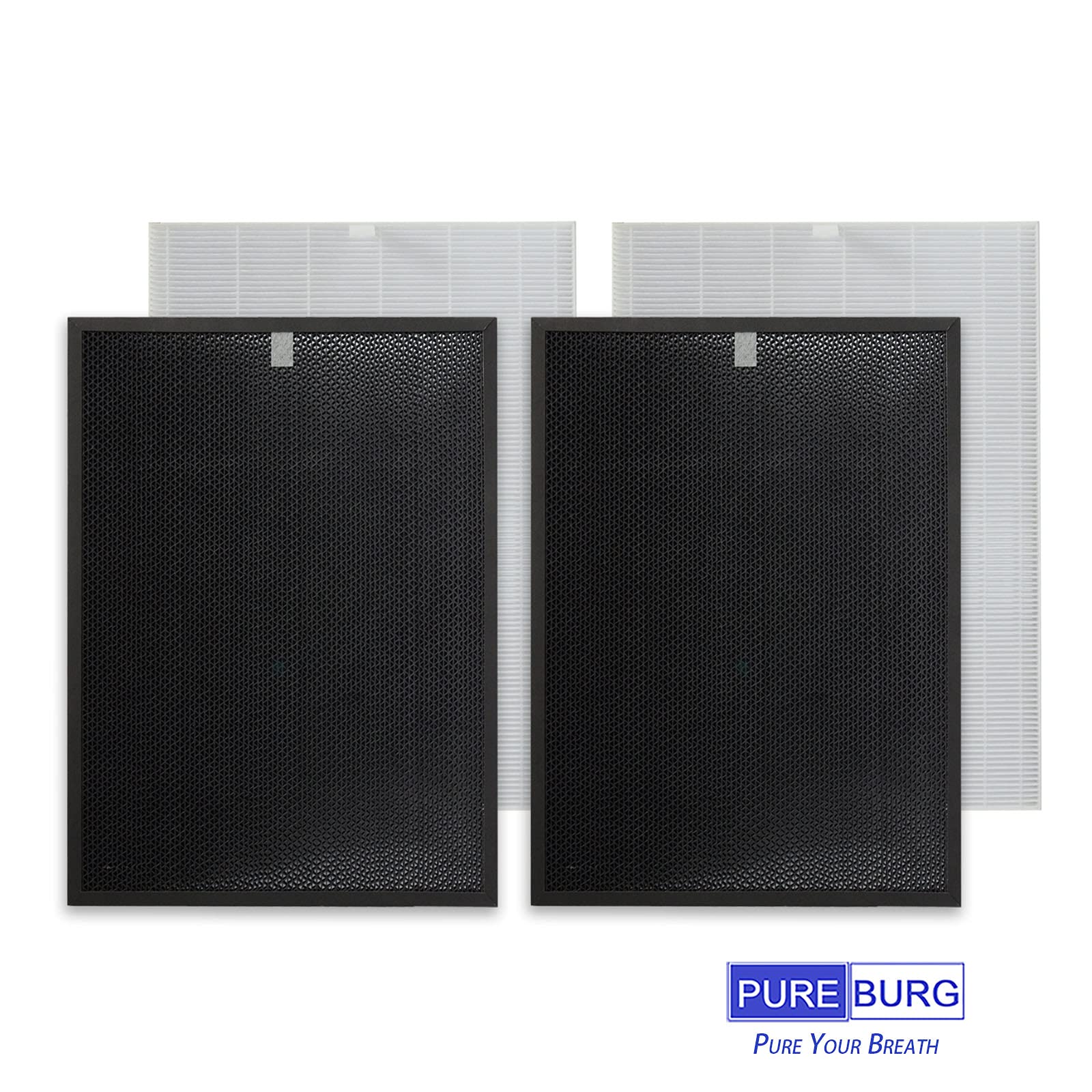 PUREBURG Replacement True HEPA Filter Pack Compatible with Winix XQ Tower Air Purifier,1712-0089-01-0101-02 FIlter X, 2 High-Efficiency True HEPA Filters + 2 Deodorization Filters