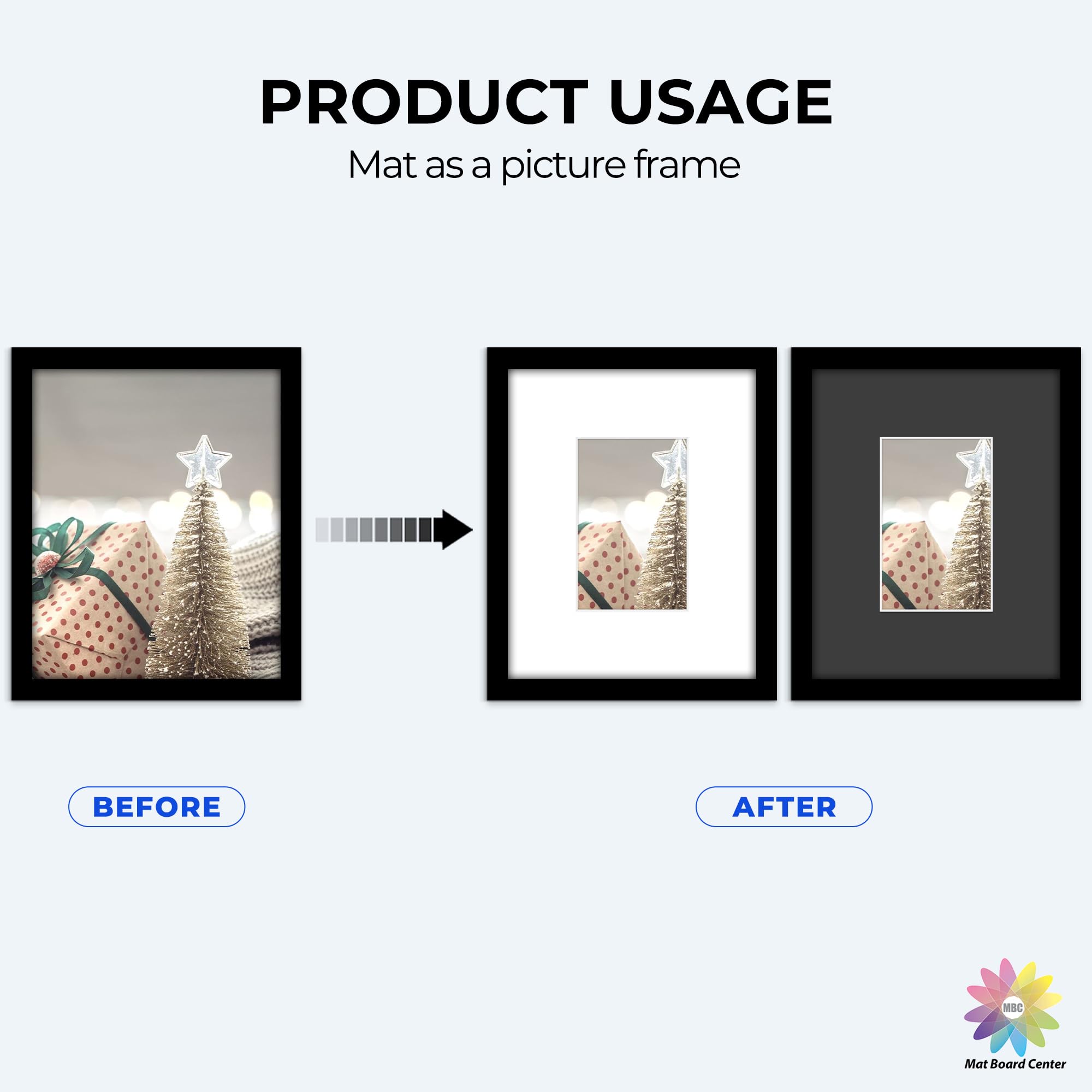 Mat Board Center, 10 Pack Pre-Cut 8x10 Picture Mats for 4x6 Photos/Prints - Acid Free, Bevel Cut, White Core, 4-Ply Thickness (White & Black)