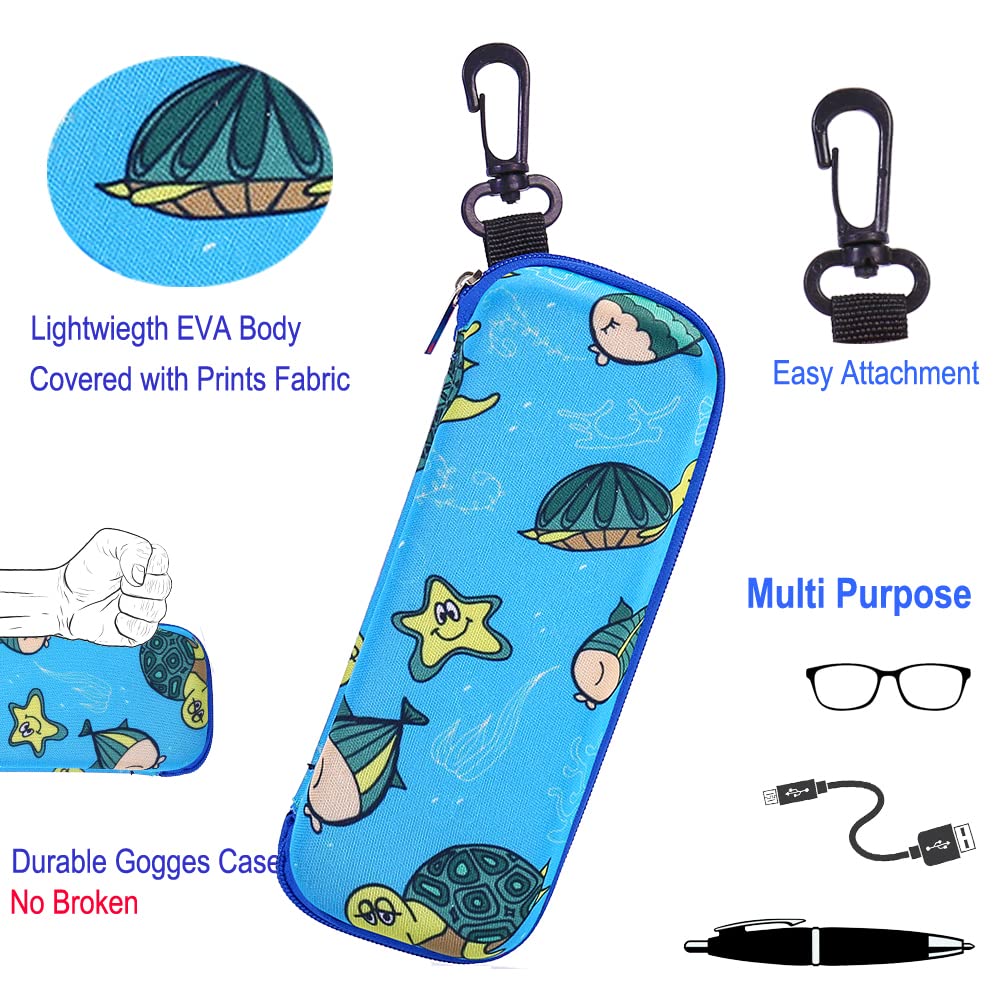 RUIGAO Swim Goggles Case/No Broken, Fabric Goggles Strap Cover/Head Band for Kids/Toddlers - Pain Free & Tangle Free (CS-Green Turtle)