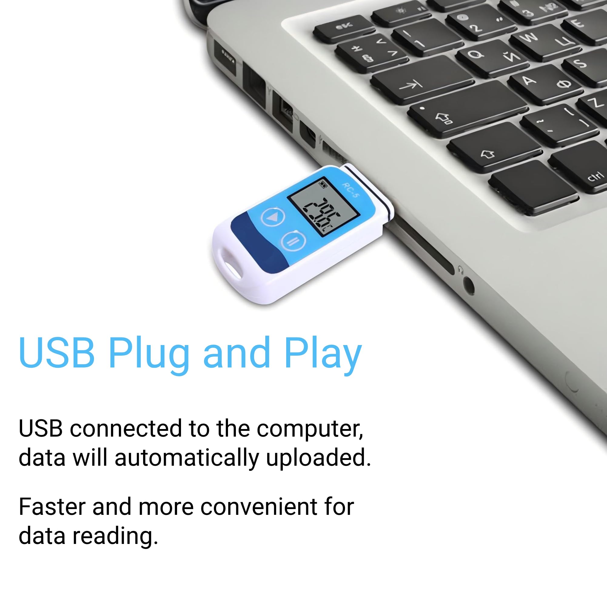 USB Temperature and Humidity, Data Loggers Recorders Data Acquisition Recorder, Temperature Humidity Data Logger PDF CVS Report with LCD Display 32000 Points for Warehouse, Logistics Transportation, C