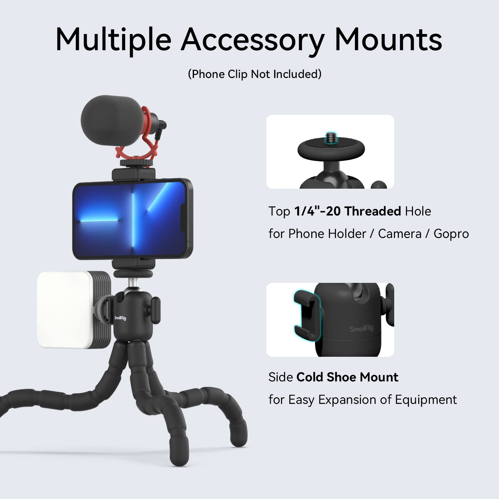 SmallRig Camera Tripod, Mini Smartphone Flexible Tripod Stand, Portable Tabletop & Travel Tripod for Vlog, Universal for iPhone for Canon for Sony Cameras 3903