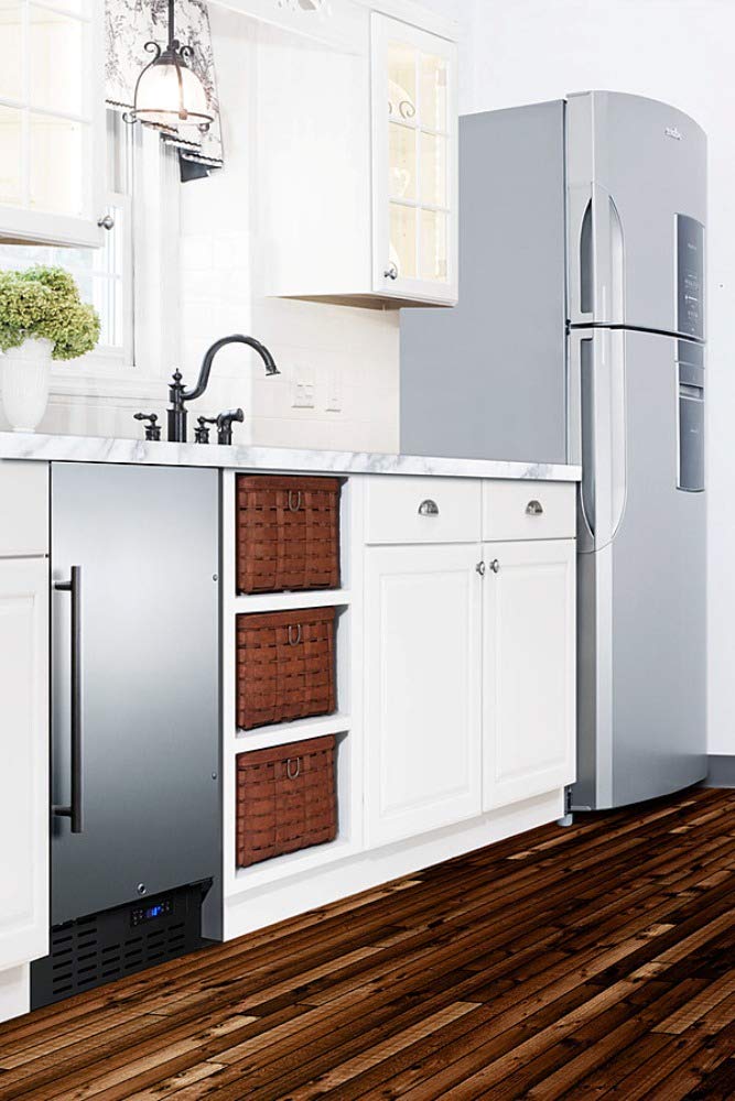 Summit Appliance BIM18SSADA 18" Wide ADA Compliant Frost-Free Icemaker for Built-in or Freestanding Use with Stainless Steel Door and Black Cabinet, Lock, Digital Thermostat, Digital Display