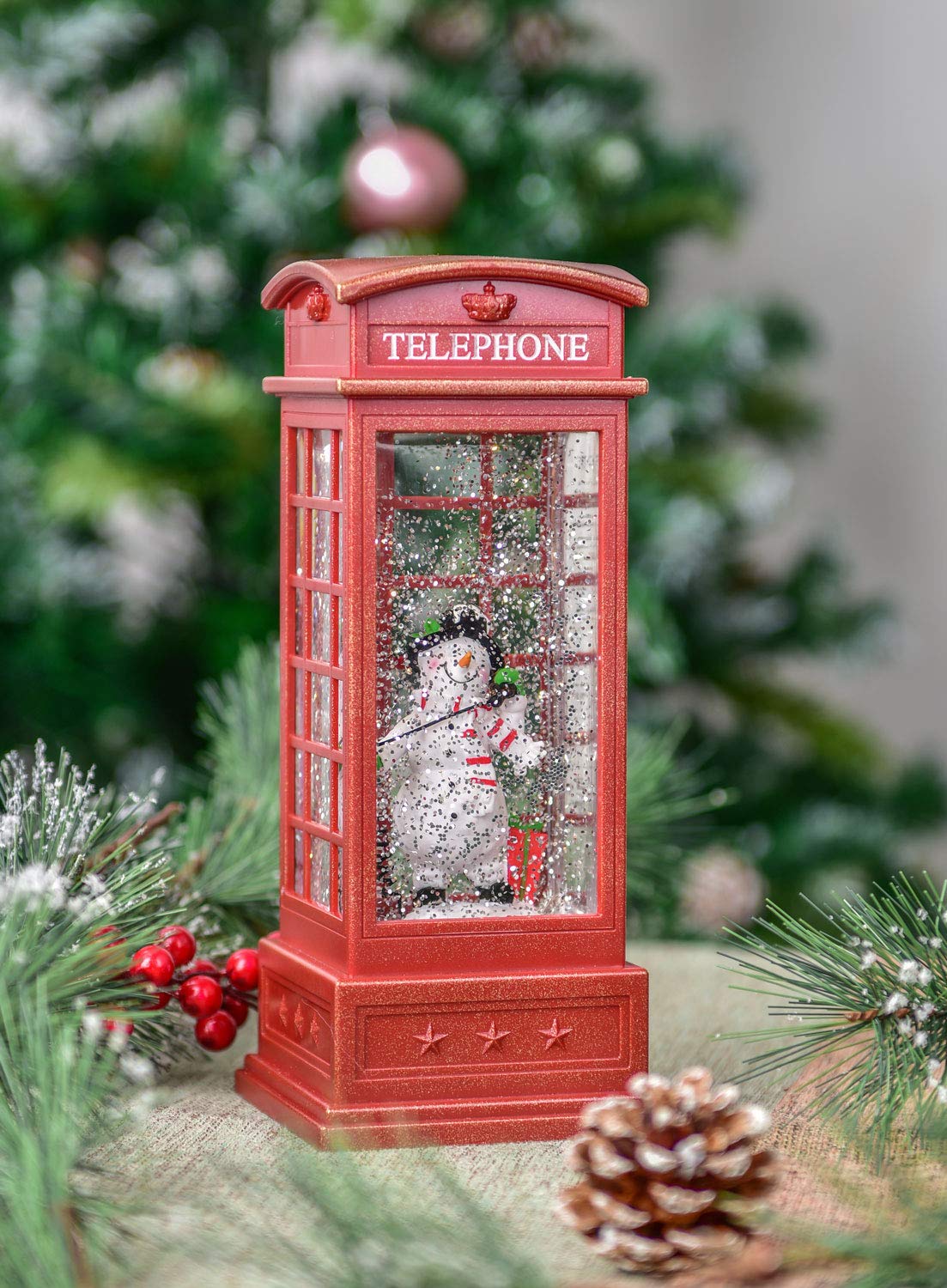 Lvydec Lighted Snow Globe Christmas Lantern - Musical Glittering Water Globe Lantern Decoration with a Santa for Christmas Home Tabletop Centerpiece