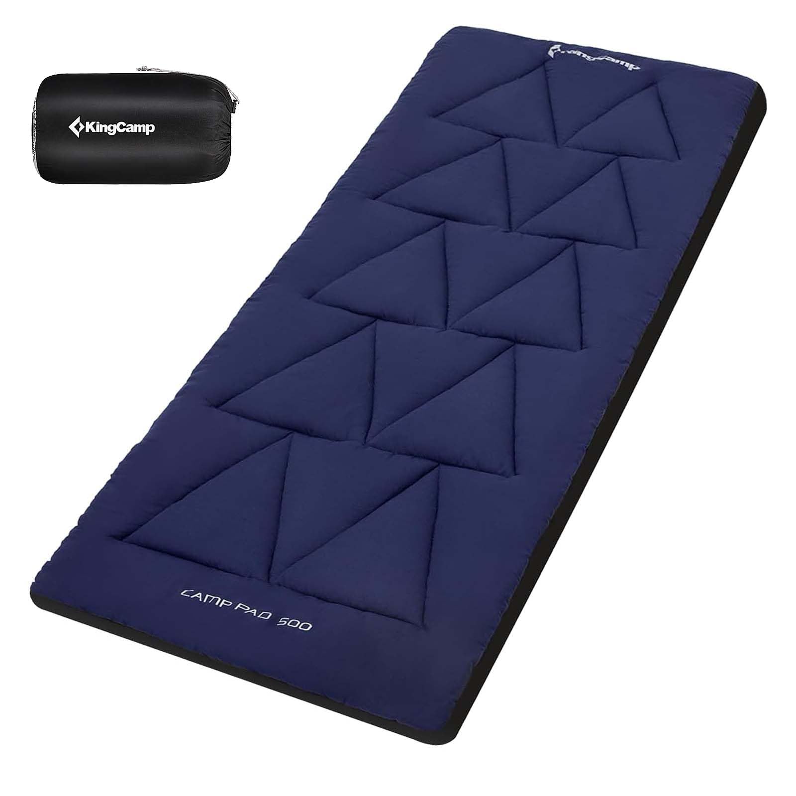 KingCamp Cot Pad for Camping, Comfortable Lightweight Mat, Puffy Soft Warm Non-Slip Cot Mattress Topper for Outdoor, Picnic, Hiking, Backpacking, Grey $ Navy (Thickened/Navy)