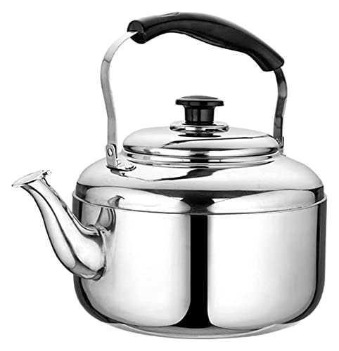 XENITE Classic Kettle Stove Top Whistling Kettle Stainless Steel Teapot Camping Kettles for Boiling Water Stovetop Whistling with Ergonomic Handle Camping Kettle Teapots (Color : Silver, Size : 10L