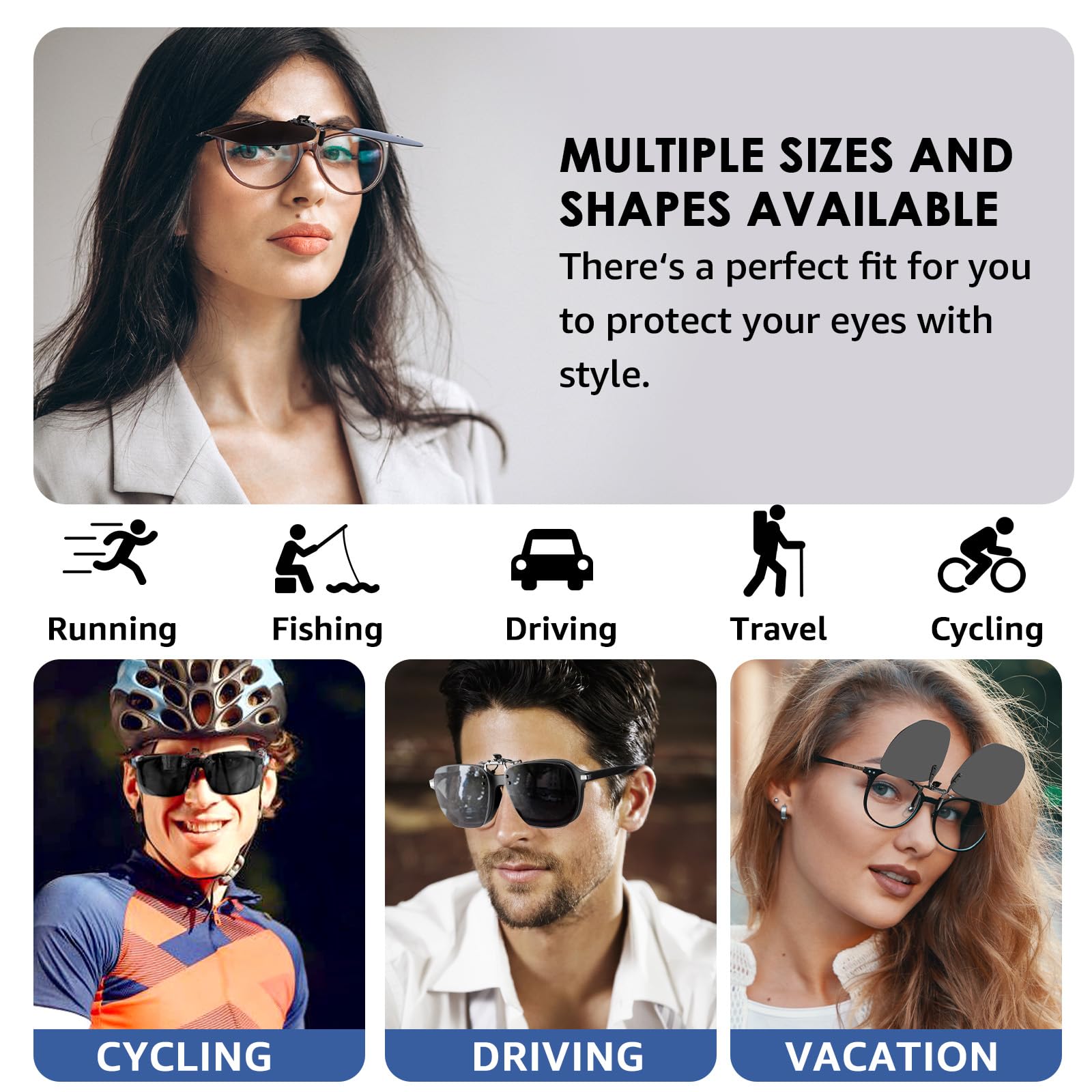 Trysee Clip on Sunglasses Over Prescription Glasses for Men Women Polarized Flip Up for Eyeglasses Anti Glare TS103
