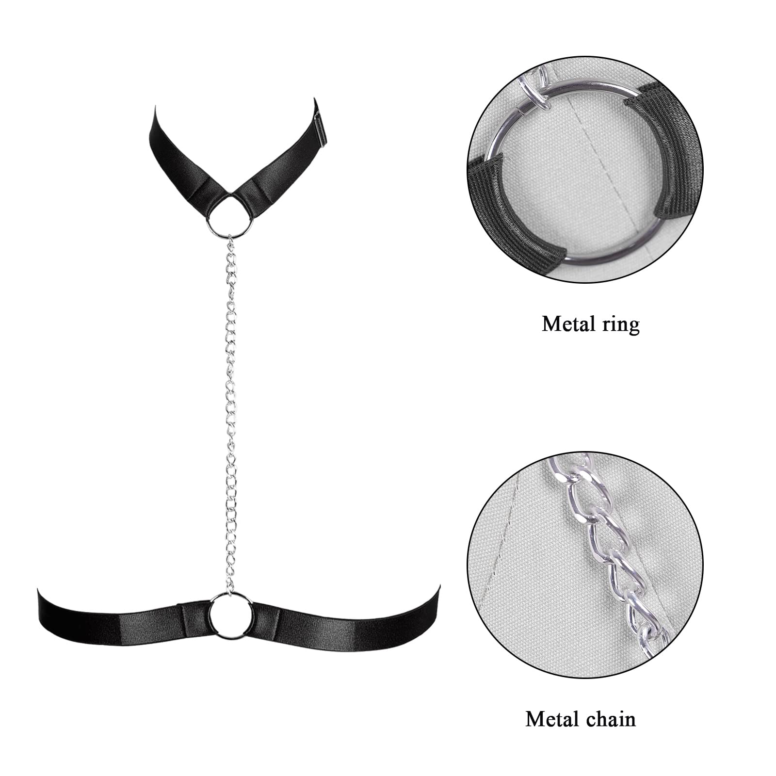 Plus Size Women Harness Top Body Chain Goth Rave Adjustable Body for Women and Girls (Black)