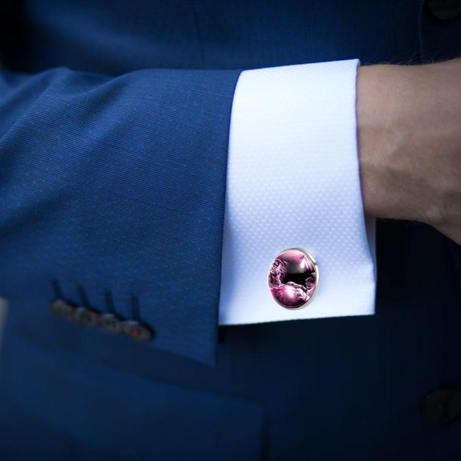 Purple Pink Black Leopard Pattern, Cufflinks and Studs Set for Tuxedo Shirts Business Wedding (Multiple Colors5)