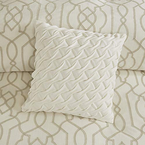 Madison Park Cozy Comforter Set-Luxurious Bedding Style Combo Filled Insert, Removable Duvet Cover. Matching Shams, Decorative Pillows, King(110"x96"), Geometric Neutral 9 Piece