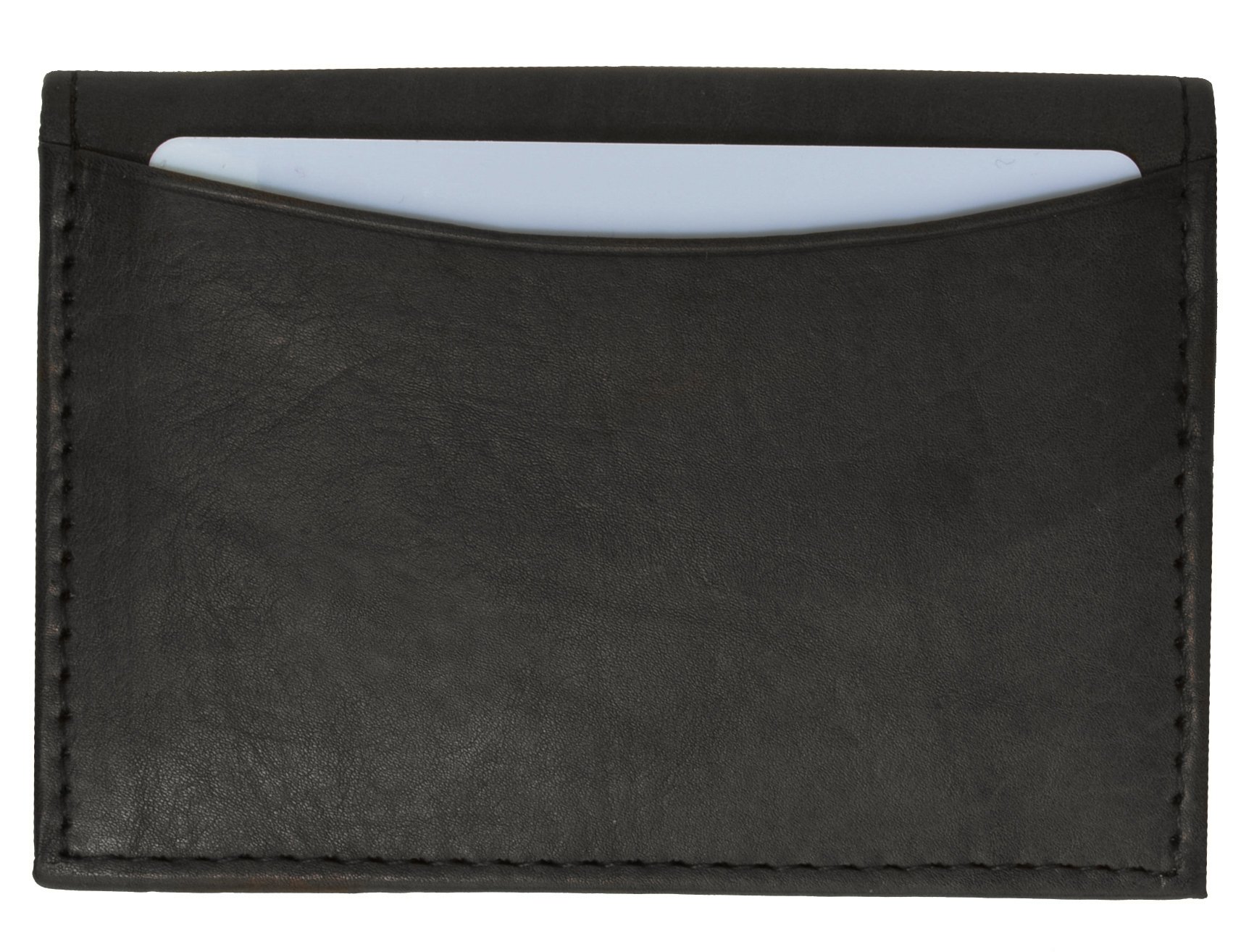 Marshal Black Genuine Leather Expandable Credit Card ID Business Card Holder Wallet 220