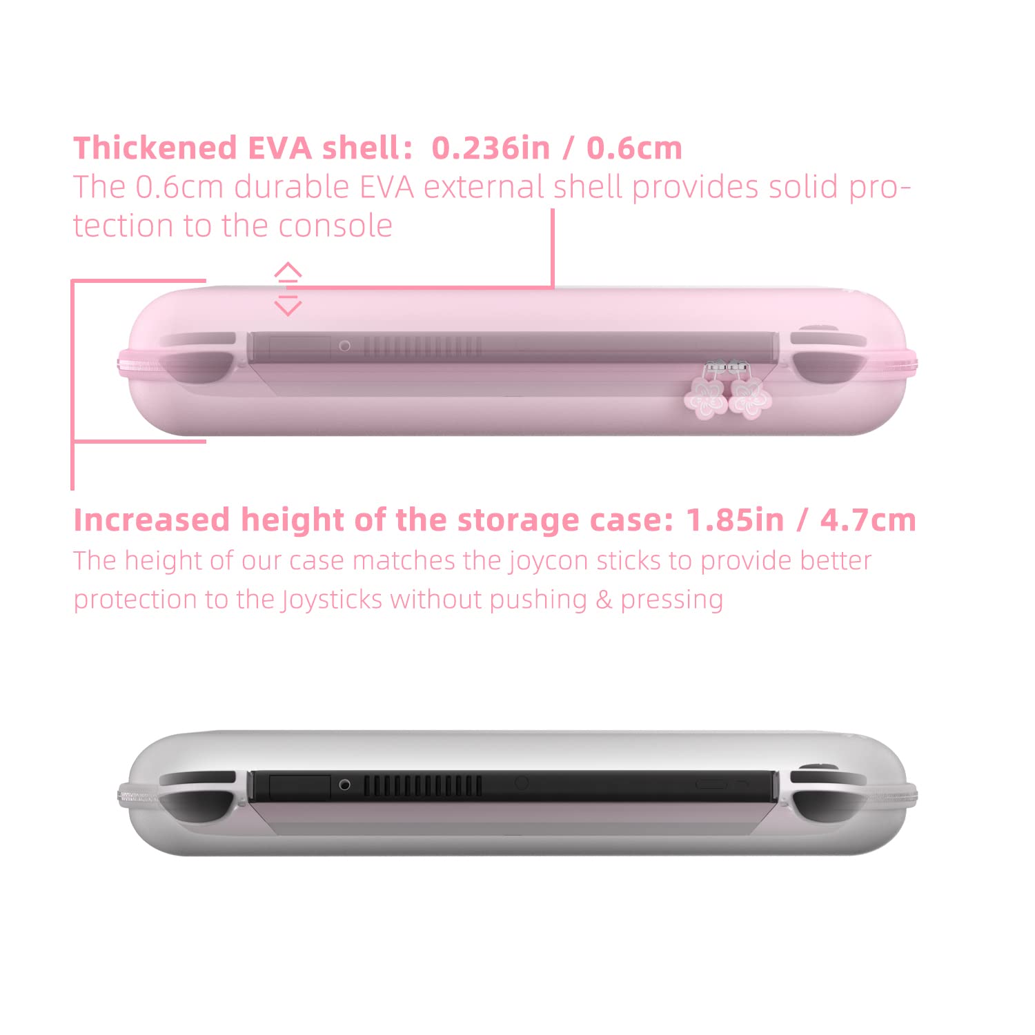 Mytrix Cute Carrying Case for Nintendo Switch OLED, Portable Hard Shell Pouch Travel Storage Bag for Switch Protective Bag with 10 Game Card Slots, with 4 in 1 Bundle Accessories Pink Cherry Blossoms