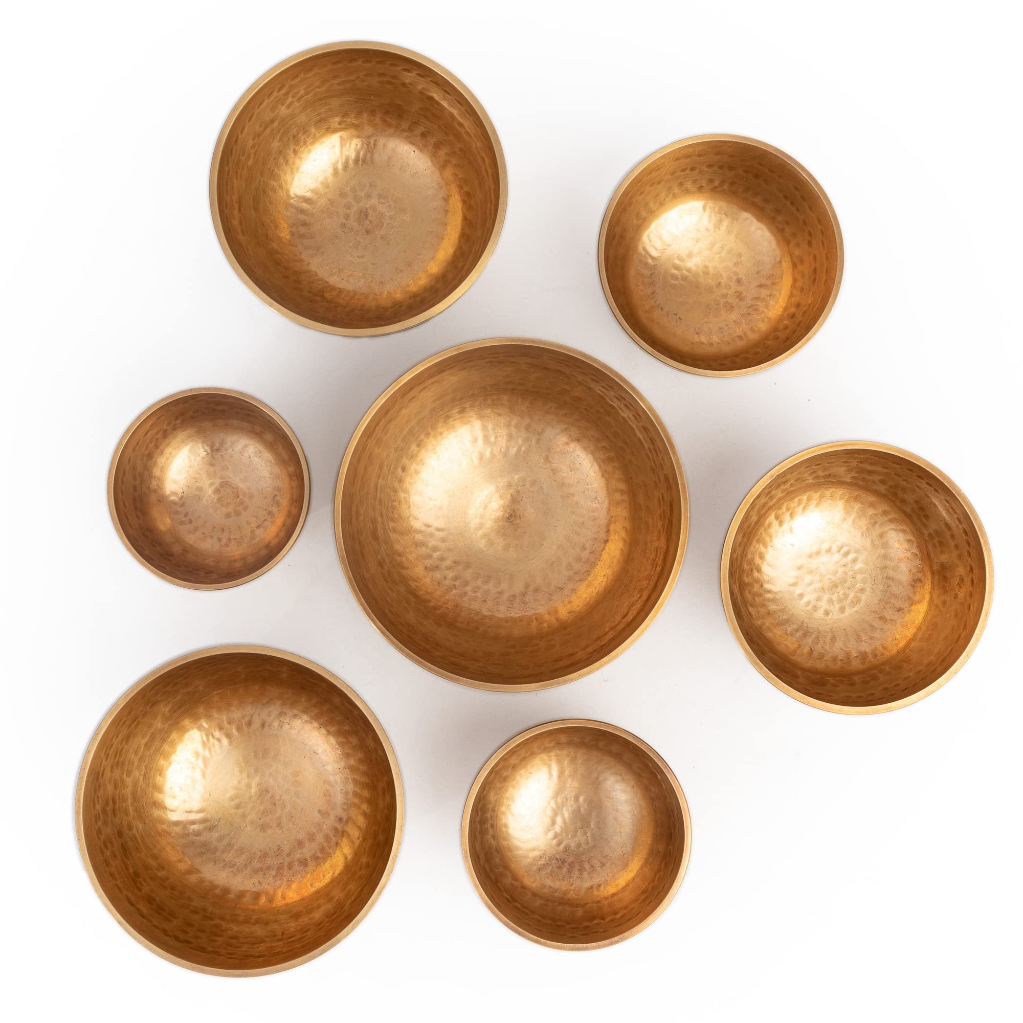 Tibetan Singing Bowls Set Of 7 Chakra - Pure Brass - Useful for Meditation Mindfulness with Carry Box by Himalayan Bazaar