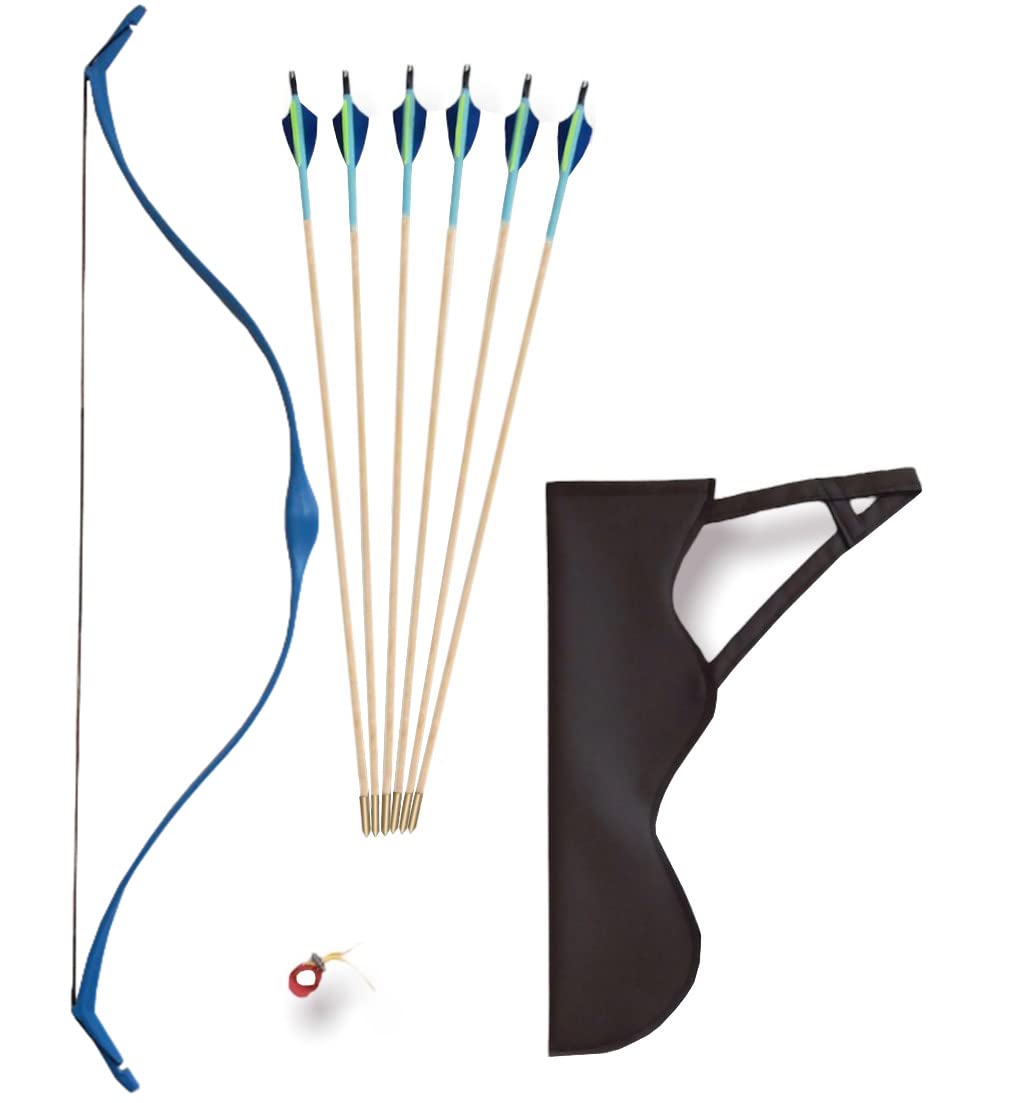Sofi Archery.Bow and Arrows Set for Teens . Package : 1 x Bow, 6 x Arrows, 1 x Arrow Bag, 1 x Finger Guard (Blue)