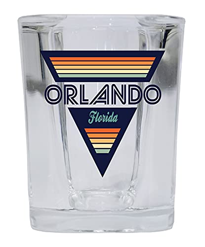 R and R Imports Orlando Florida 2 Ounce Square Base Liquor Shot Glass Retro Design