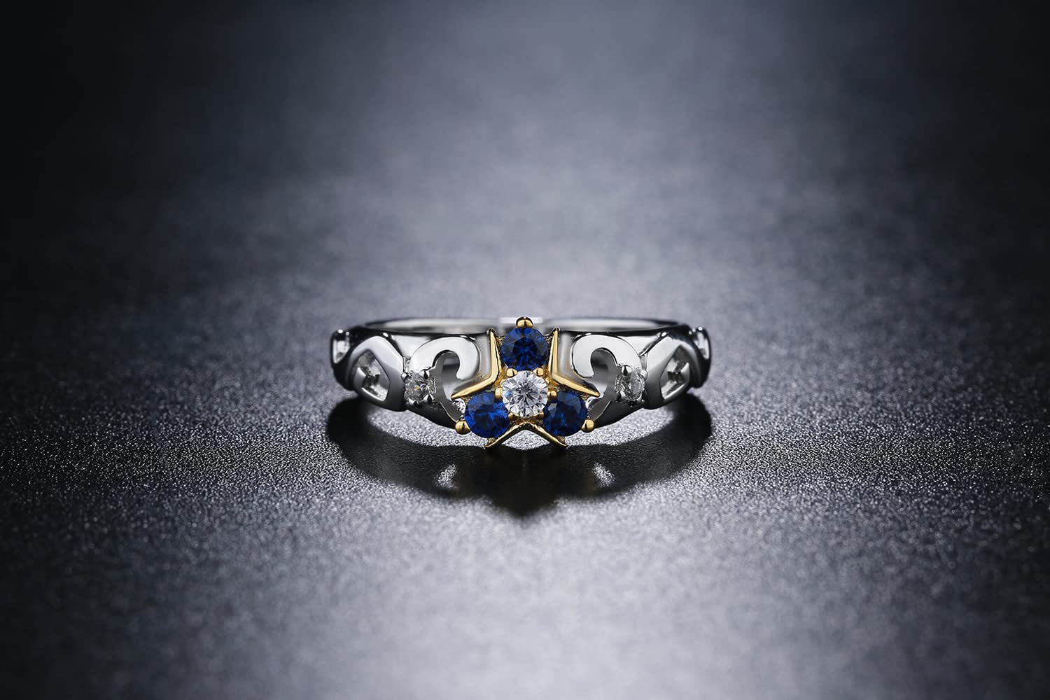 Purreen Zelda Zora's Sapphire Ring 18K Gold & Rhodium Plated Sterling 925 Silver β 5