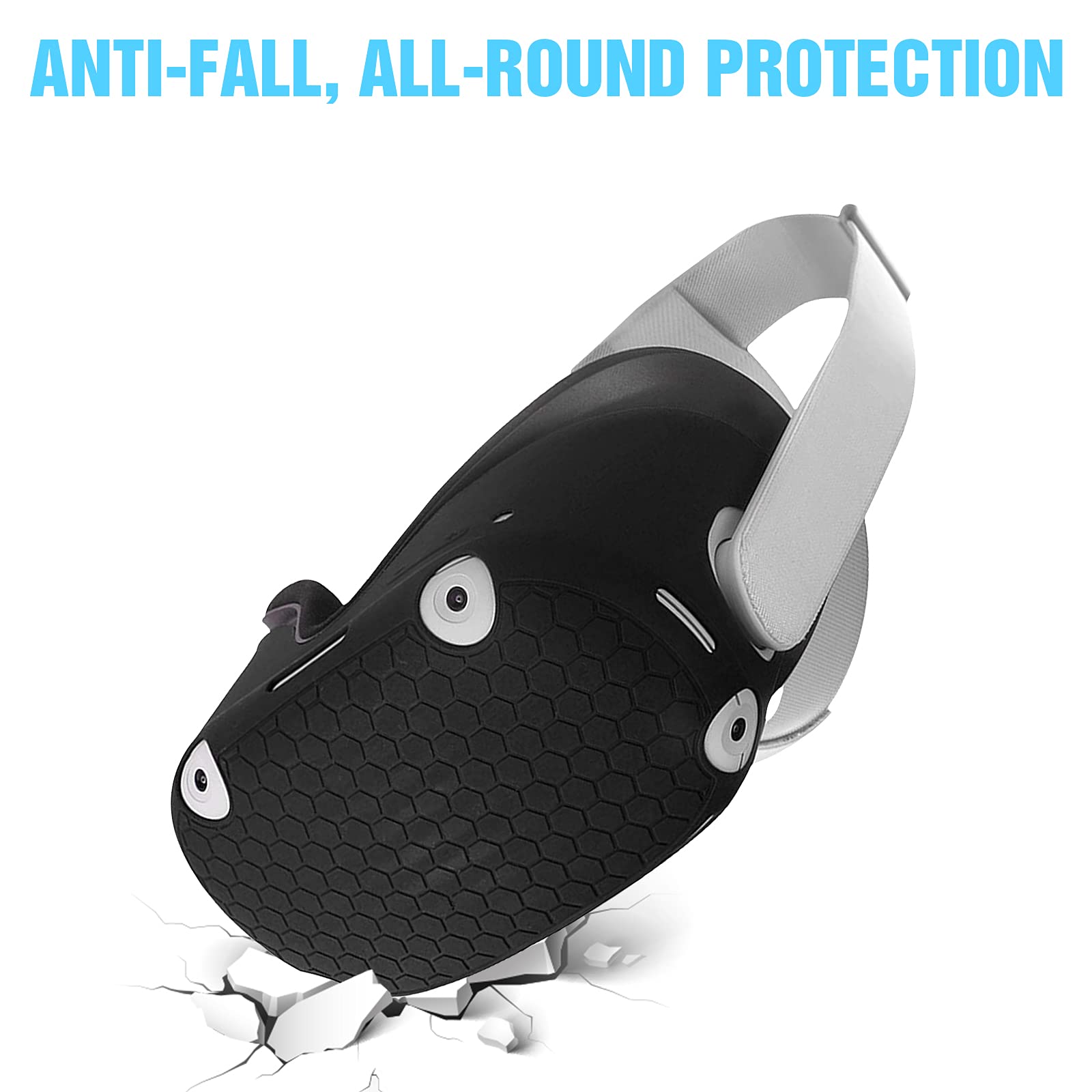 Oculus Quest 2 VR Shell Front Face Protector Cover Silicone Front Face Protective Cover Skin for Oculus Quest 2 VR Headset Non-Slip Washable Anti-Scratch Anti-Dust Anti-Shock (Black)