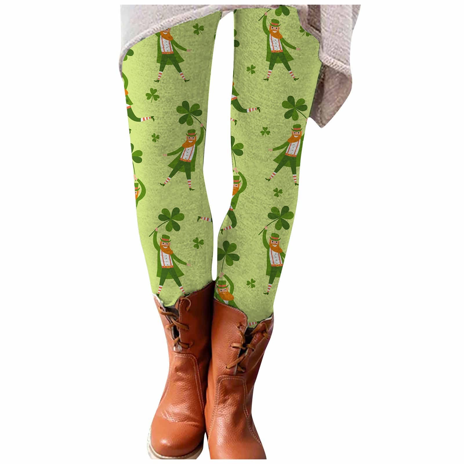 St. Paddy's Day Butt Lift Leggings Clover Irish Clover Ultra Soft Colorful Tights Clover Good Luck Butt Lifting