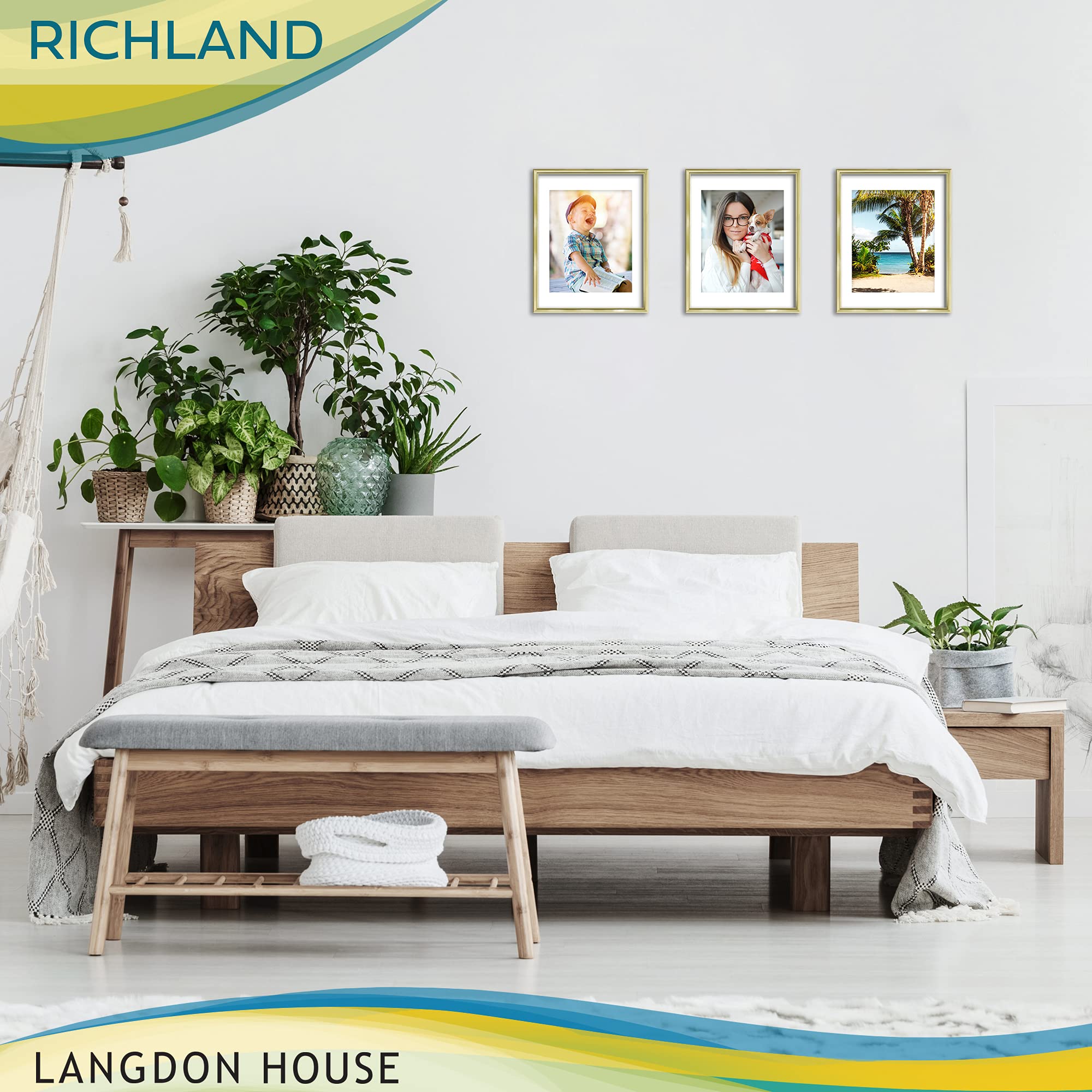Langdon House 11x14 Picture Frames Set w/Mat for 8x10 Photo (Black, 6 Pack), Distinguished Edging for Classic Style, Wall Mount Only, Richland Collection