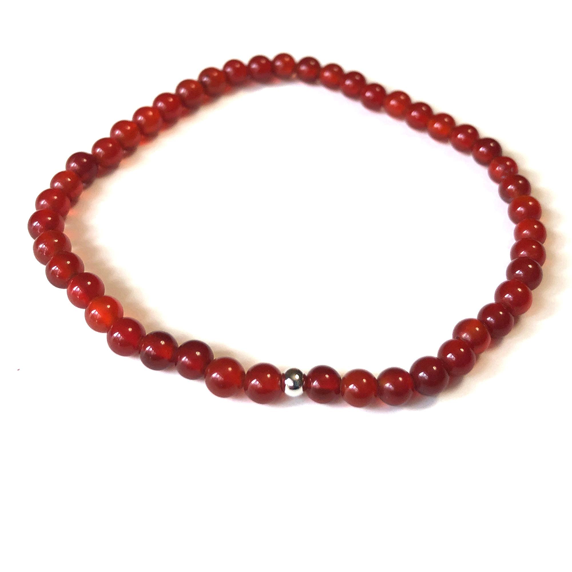 Mini Red 'Fire' Agate Gemstone 4mm Energy Bracelet - Yoga Intention Meditation
