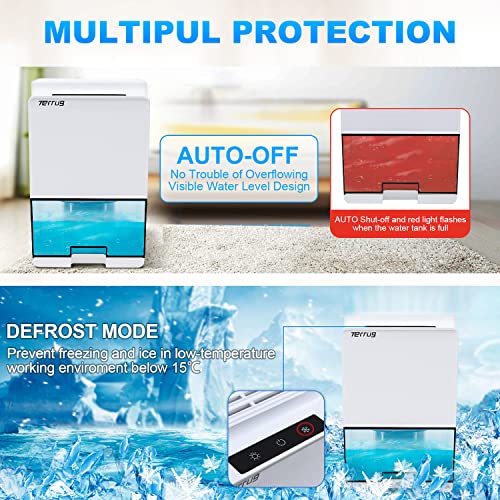 Terrug 320 Sq. Ft Dehumidifier 1000ml 35oz Portable Ultra-Quiet Effective Dehumidifiers with Auto-Off, Colorful Night Lights and Defrost Function for Room (up to 320 Sq. Ft), Closet, Bedroom, Cabinet and Bathroom