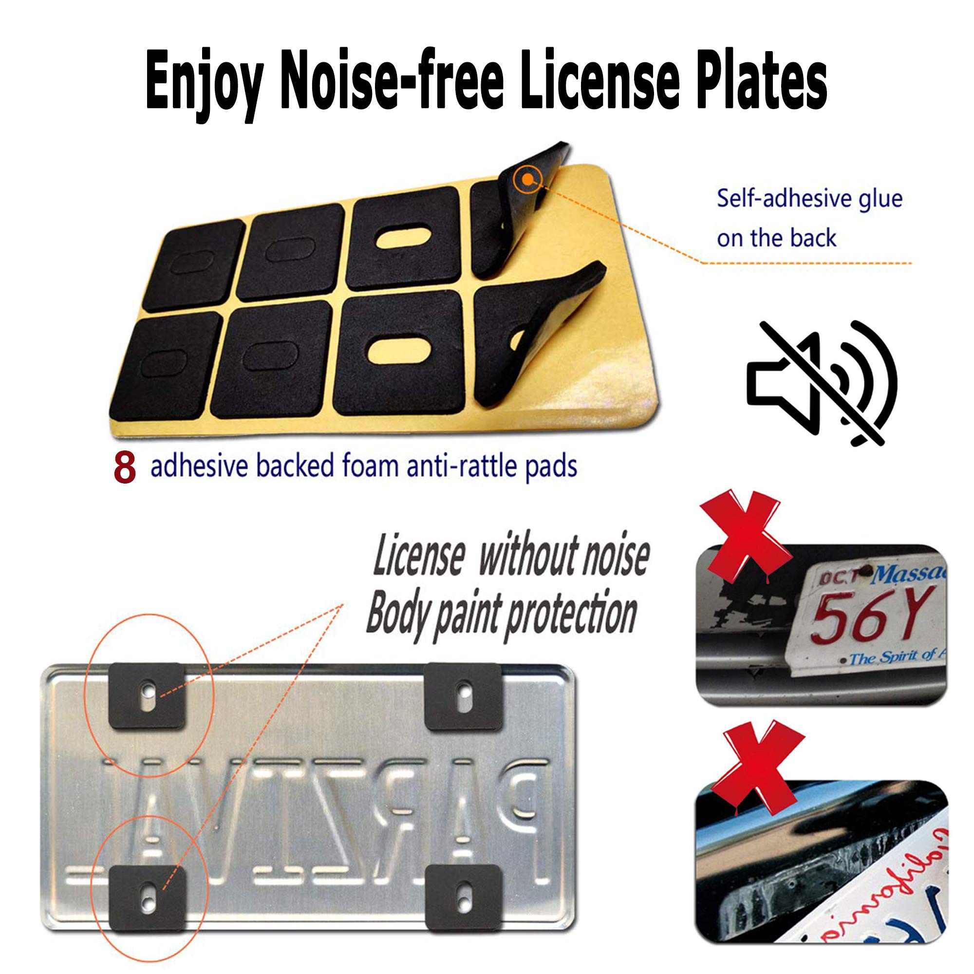 MINDA Black Anti Theft License Plate Screws- Rustproof Stainless Steel Security Car Tag Bolts Hardware,M6 (1/4 inch ) Tamper Proof Screws,Fastener Nut,Caps Cover for Front Rear Frame Holder Mounting
