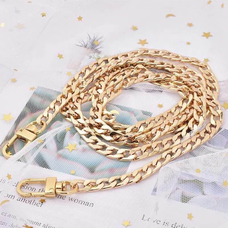 Purse Chain Straps 120cm Gold - Extender DIY Flat Chain Strap Handle Bag Accessories Charms Decoration for Purse Handbags Shoulder Bag
