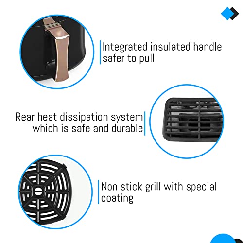 Silver Crown Deep Air Fryer – Electric Hot Air Fryer with Digital Display & XL Capacity, 1400 Watts, Instant Healthy & Low Calorie Cooking Essentials, Oilless Meals, Kitchen Countertop Accessories