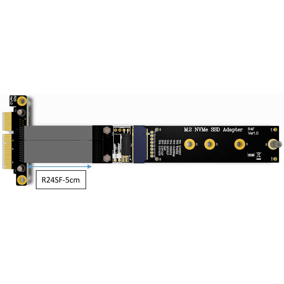 XT-XINTE Extension Cable R44S/R24SF M.2 for NVMe SSD Solid State Drive Riser Card M2 to PCI Express 3.0 X4 PCIE Full Speed 32G/BPS (R24SF 10CM)