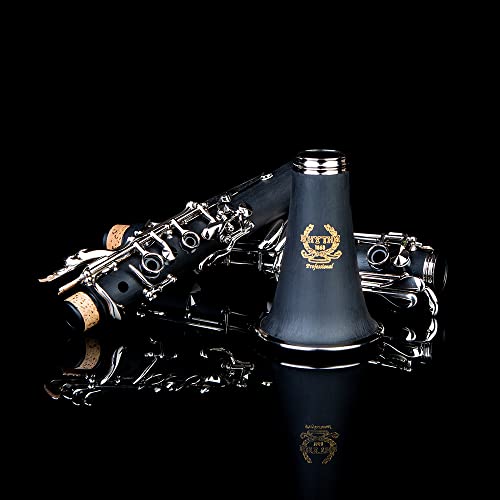 Rhythm Bb Clarinet 17 Nickel Keys Black Bb Clarinet - Woodwind Band & Orchestra Musical Instruments for Beginners, Includes Clarinet, Clarinet Case, Stand
