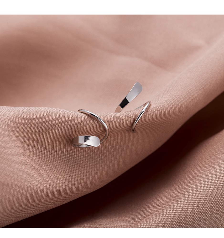 Minimalist Ear Climber Crawler Cuff Earrings for Women Sterling Silver Cartilage Ear Piercing Wrap Earring Studs Hypoallergenic (White Gold)