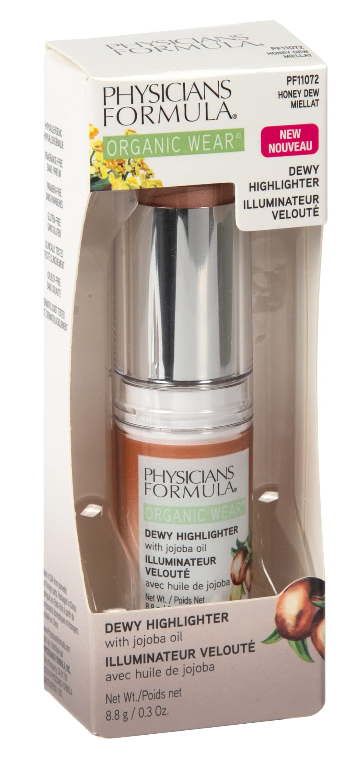 Physicians Formula Organic Wear All Natural Dewy Highlighter Stick Makeup, Makeup Honey Dew, Dermatologist Tested