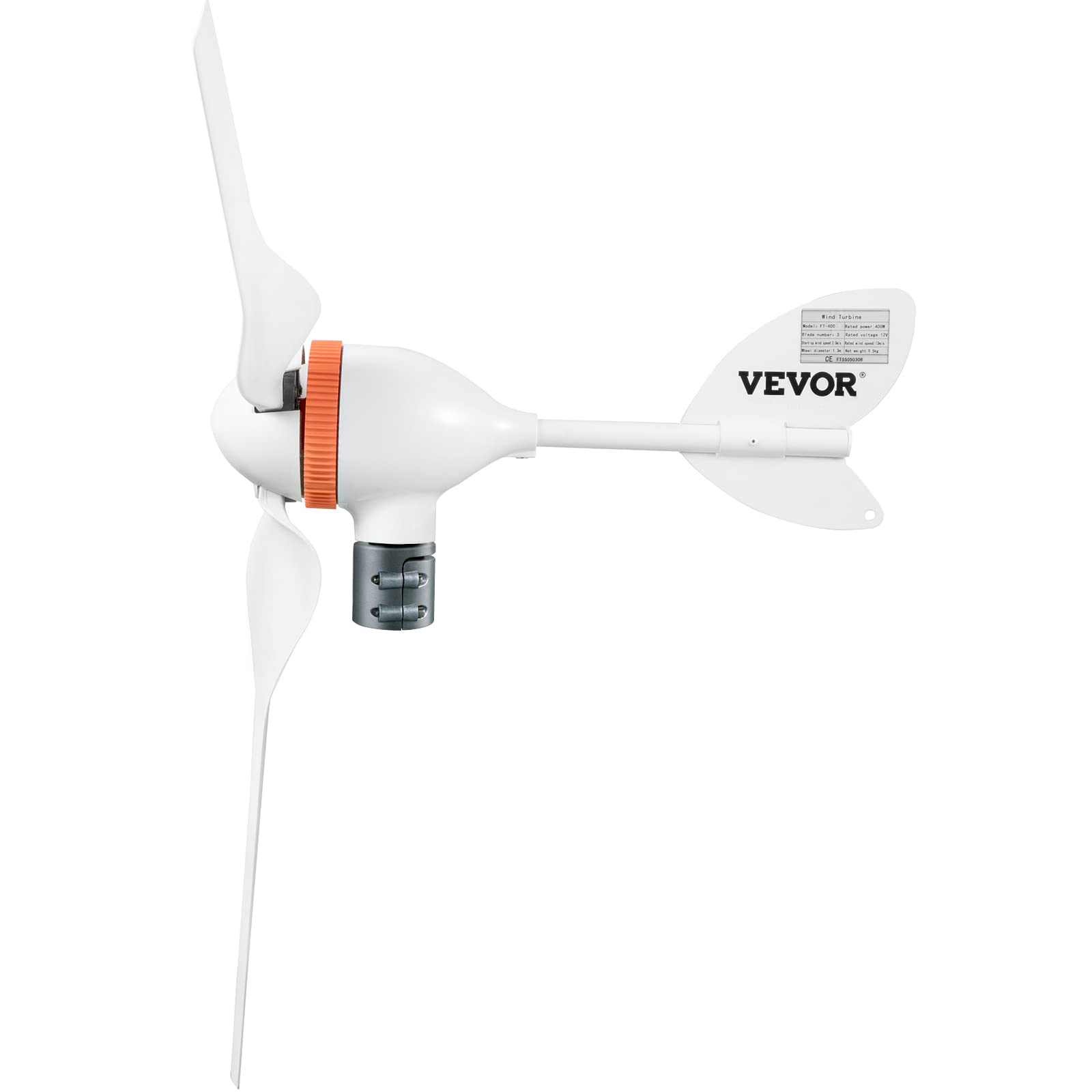VEVOR Wind Turbine Generator, 12V/24V Wind Turbine Kit, 500W Wind Power Generator with MPPT Controller 5 Blades Auto Adjust Windward Direction Suitable for Terrace, Marine, Motor Home, Chalet, Boat