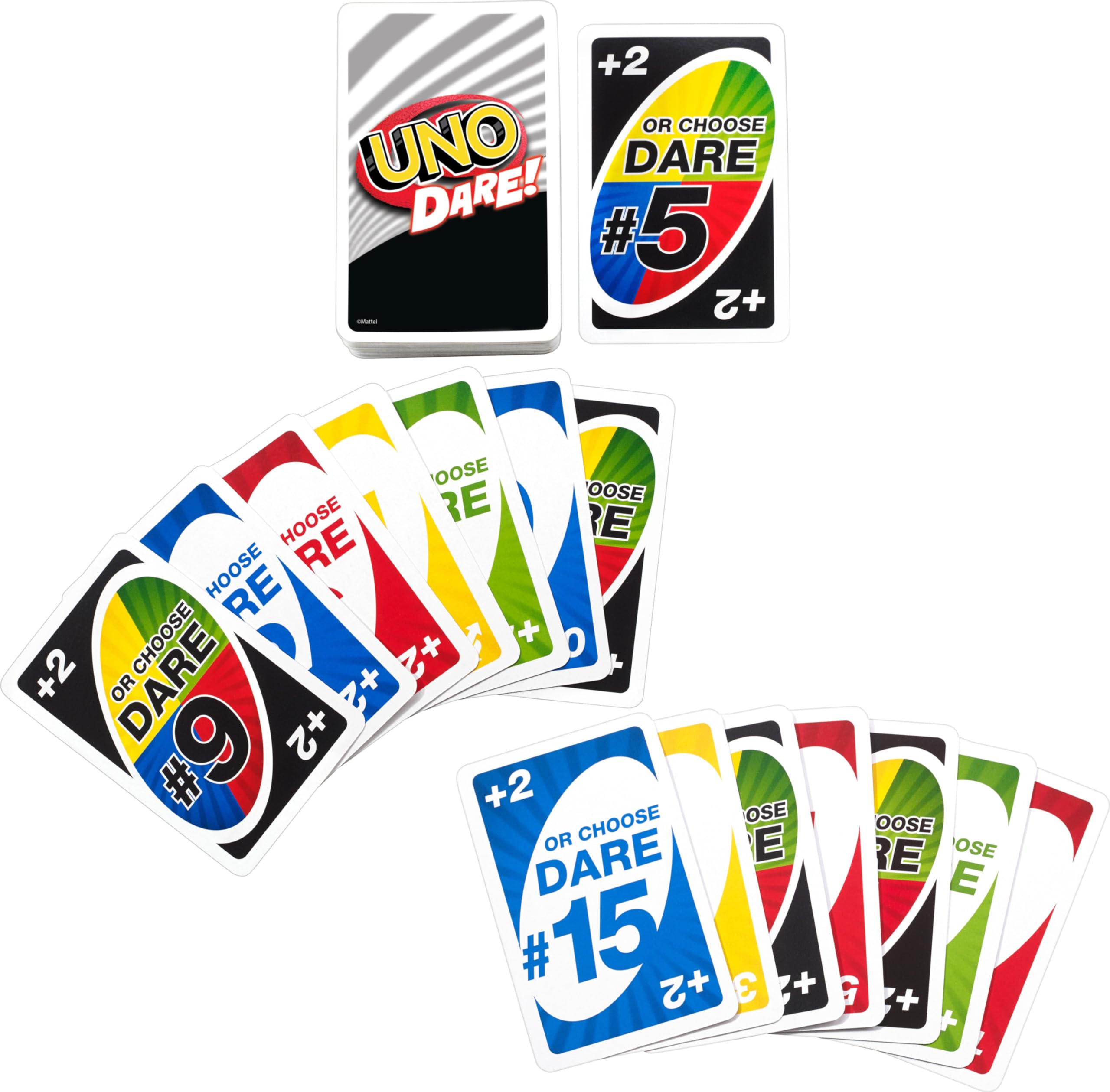 Mattel Games UNO Dare Card Game for Family Night Featuring Challenging and Silly Dares from 3 Different Categories