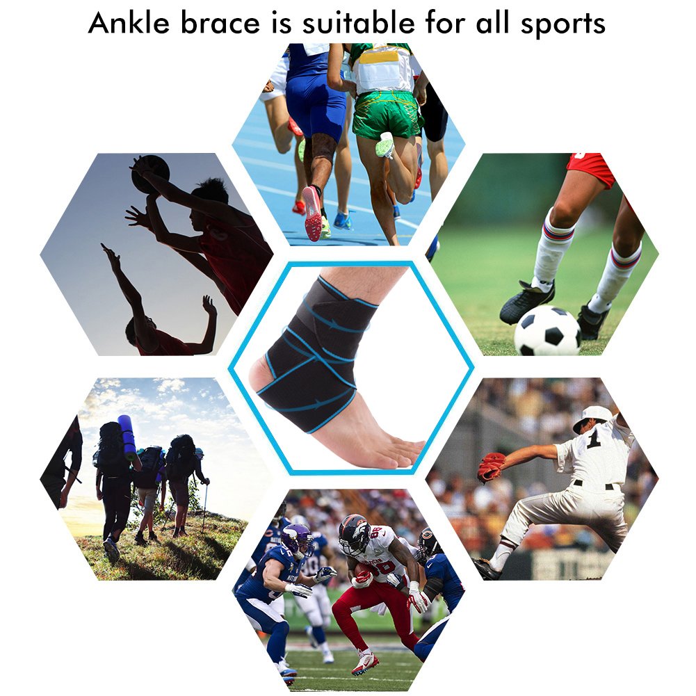 LOKEP Ankle Brace Breathable Ankle Support Adjustable Ankle Stabilizer with Compression Wrap Support, Suitable for Men & Women, Sports -One Size Fits All(Blue)